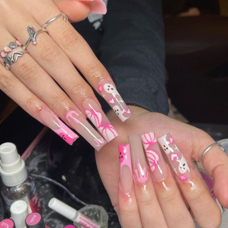 37 Spooky Pink Halloween Nails For A Sweet Twist - Lifestyle With Amal